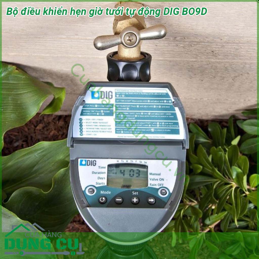 Bộ điều khiển hẹn giờ tưới tự động DIG BO9D chuẩn Mỹ