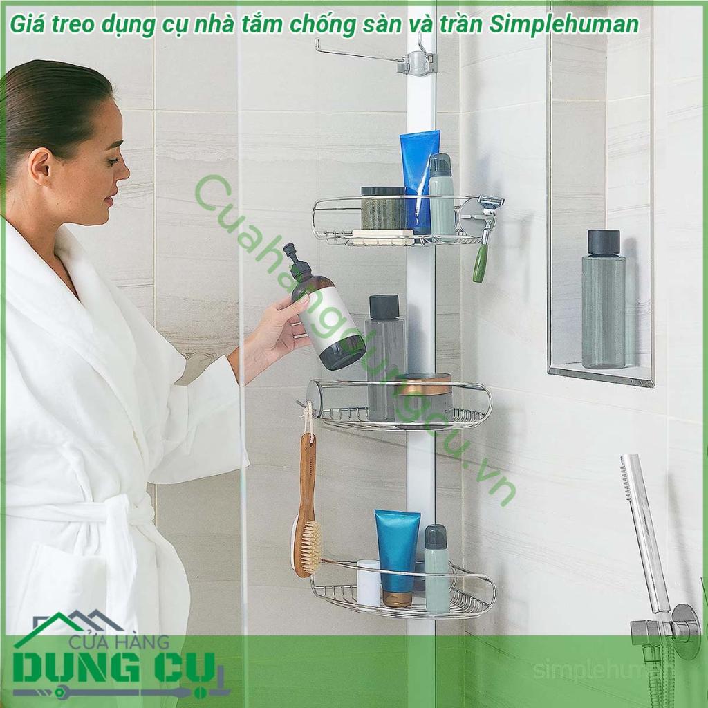 Giá treo dụng cụ nhà tắm chống sàn và trần Simplehuman